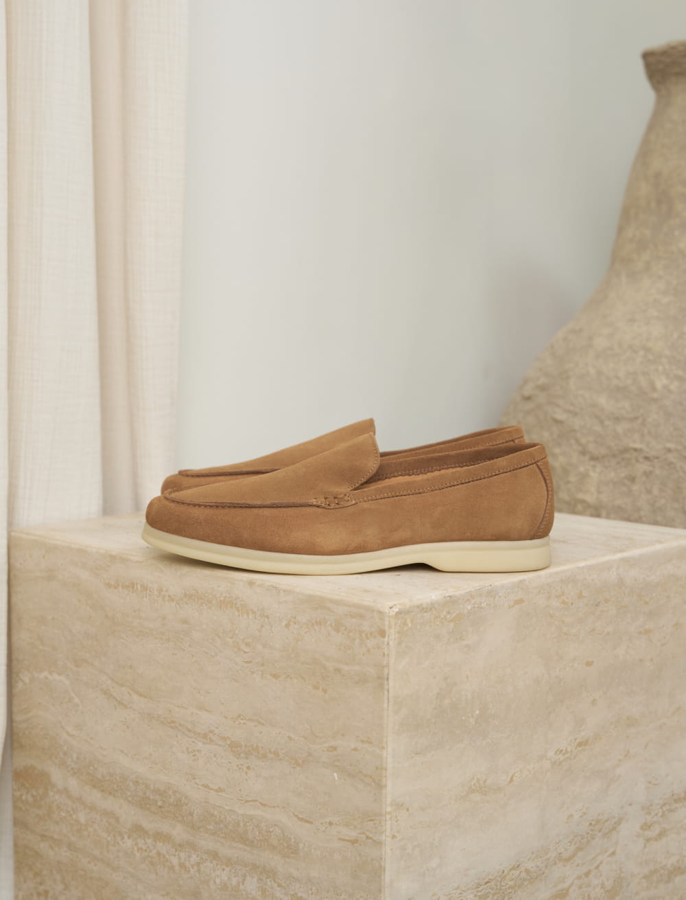 Mocassin en Daim Beige Sable Confortable: L' Homme sage