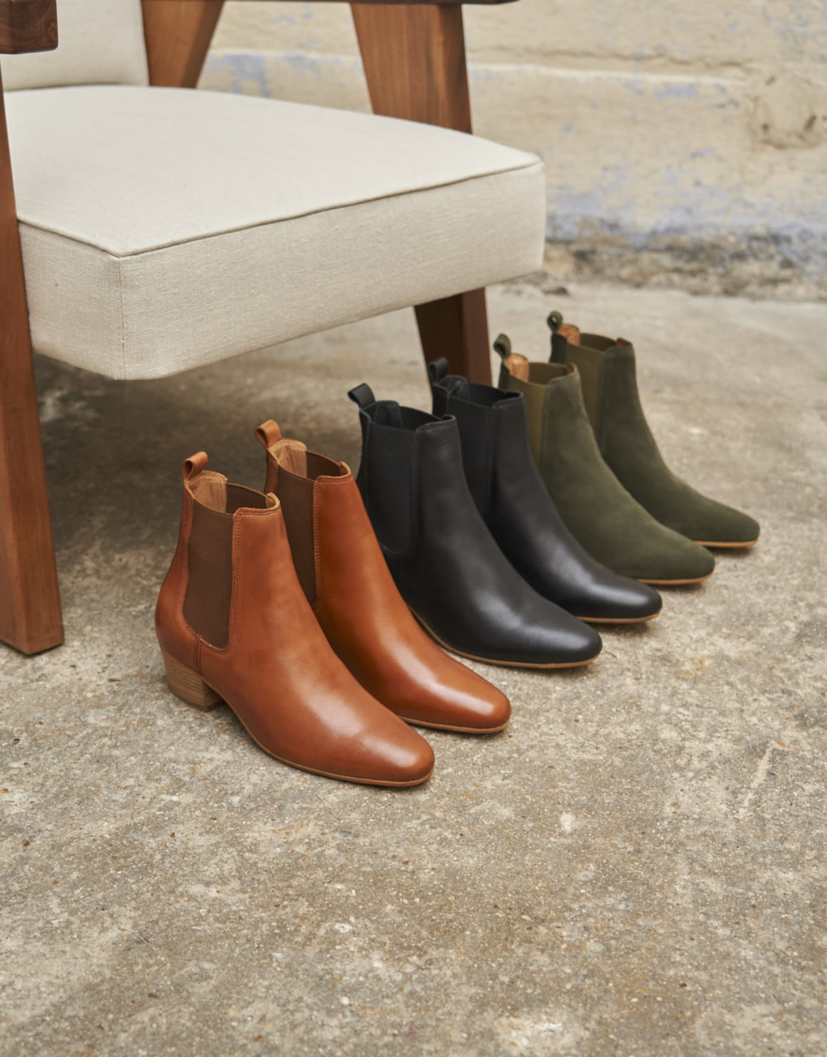 Chelsea boots femme: La Femme Pressée Commando en Cuir - Paire & Fils